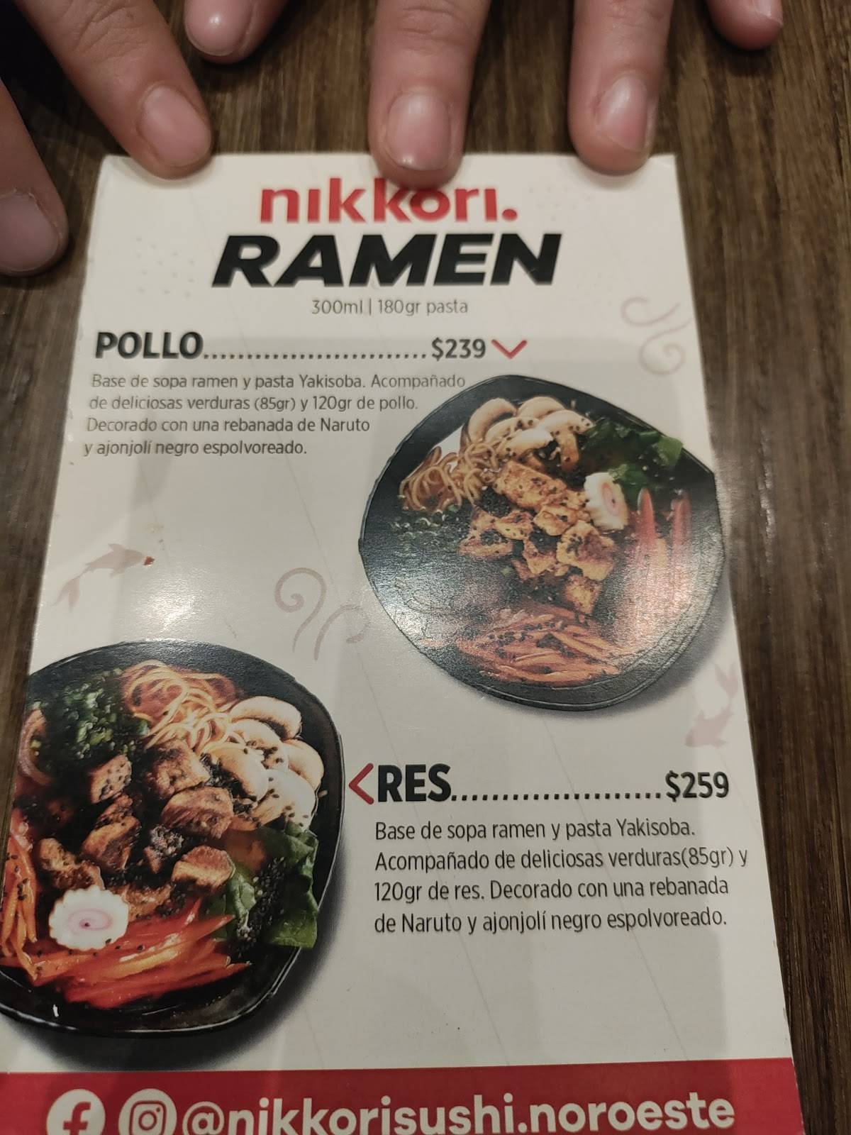 Carta del restaurante Nikkori Galería Norte Nogales, Heroica Nogales