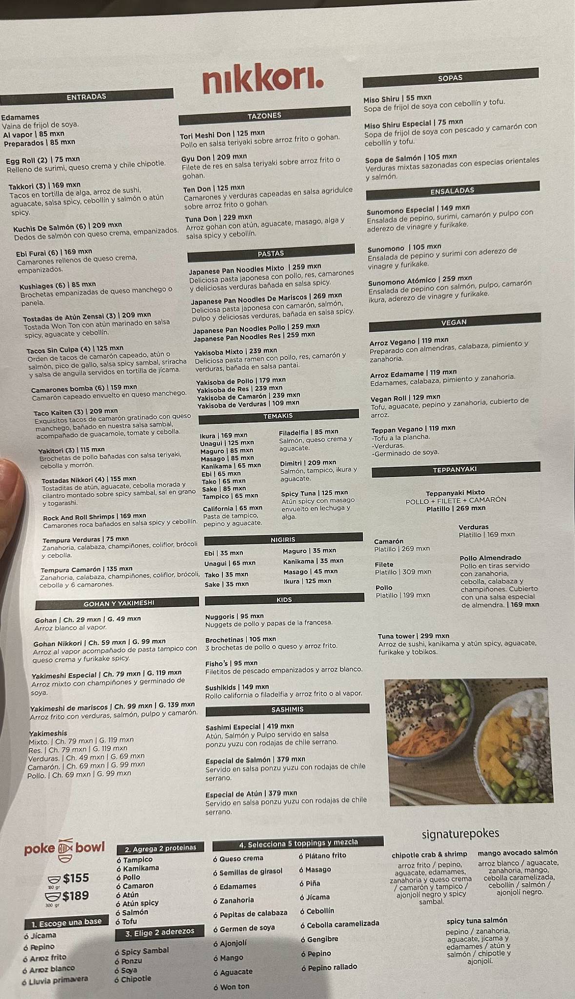 Carta del restaurante Nikkori Sushi Morelos, Hermosillo