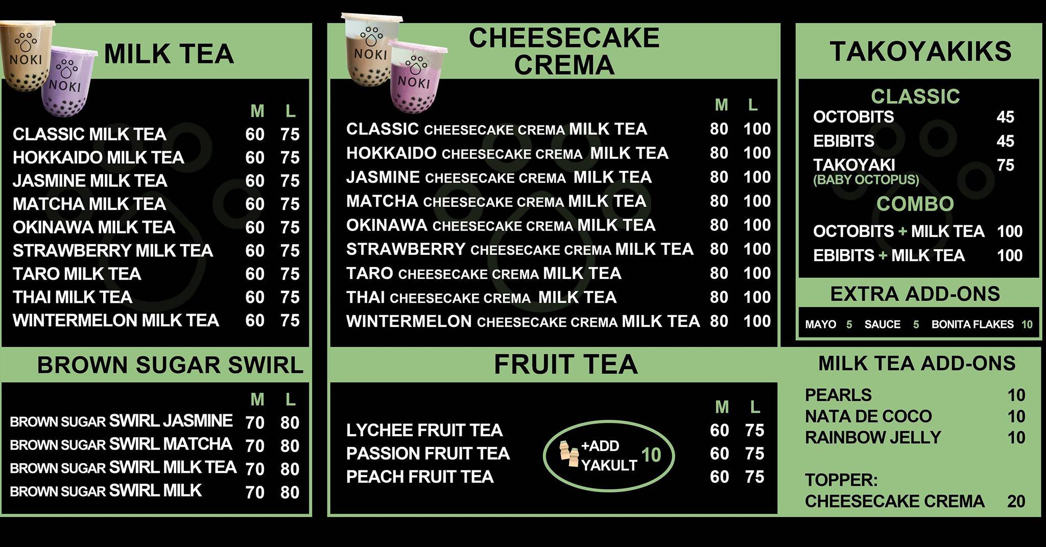Carta de Noki Cafe, Ciudad Quezon