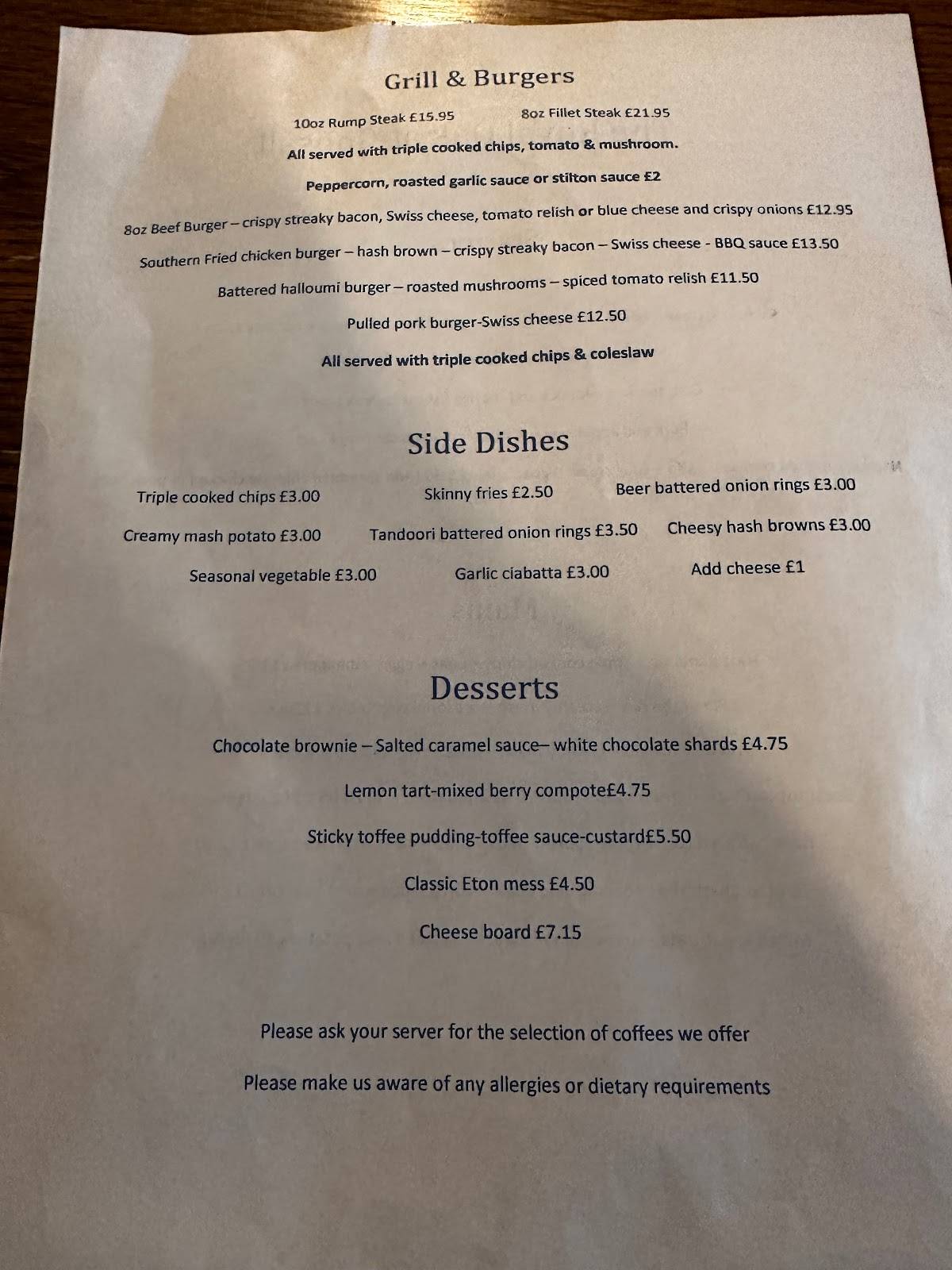 Menu at The Royal Oak pub & bar, Norbury, Newport Rd