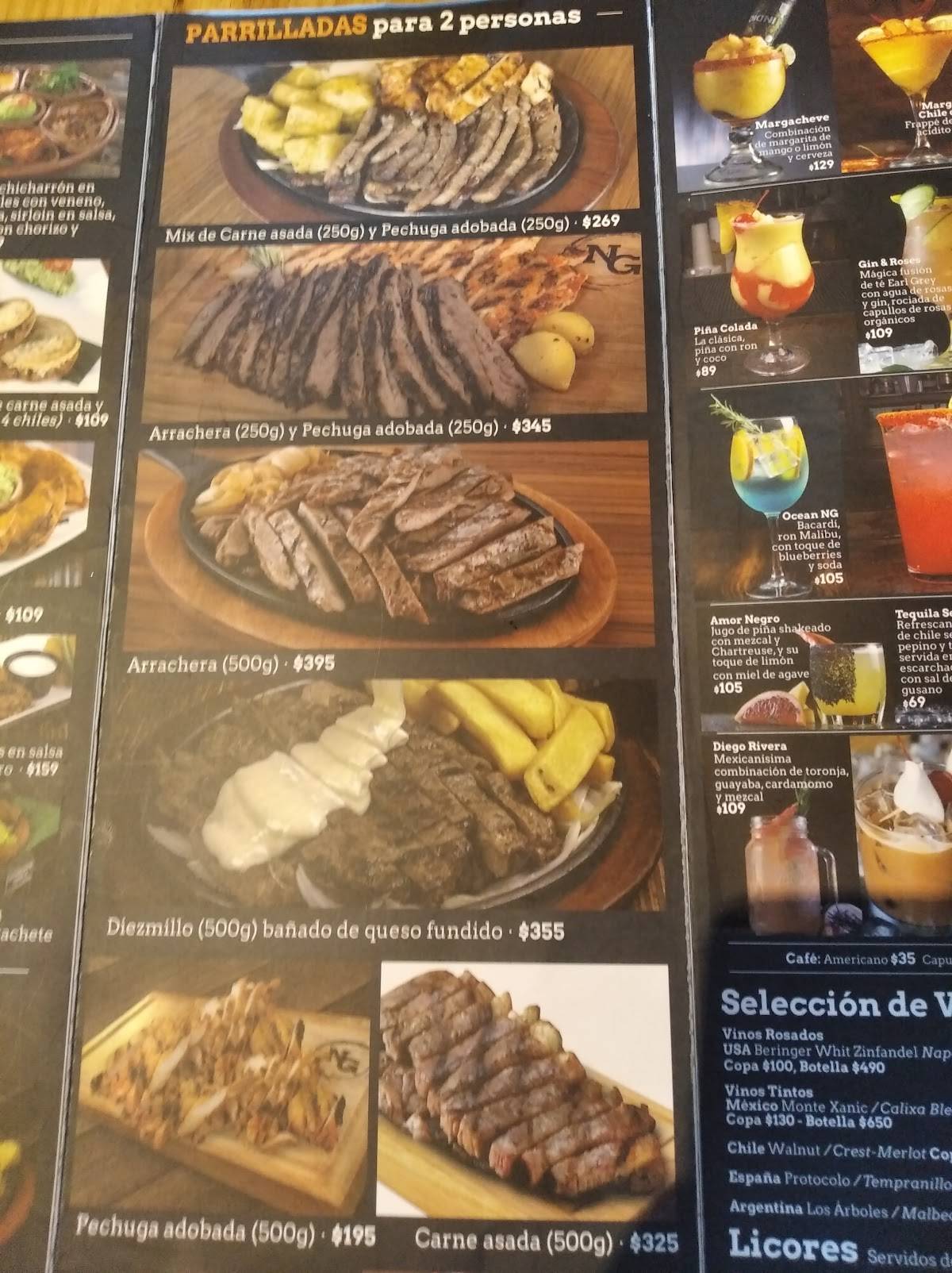 Меню ресторана Noreste Grill, Гваделупа, Av. Miguel Alemán 5000