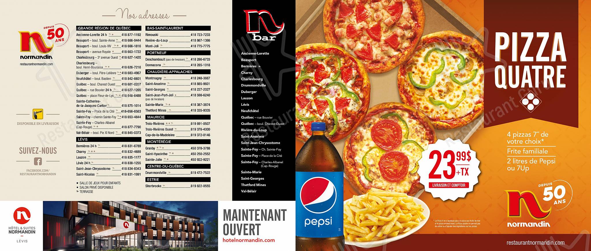 Menu au Restaurant Normandin St-Hyacinthe, Saint-Hyacinthe
