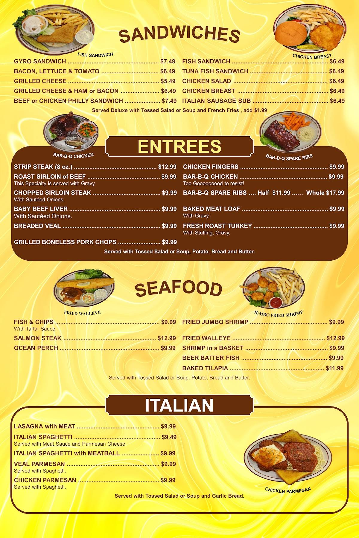 Menu at Canary's Family Restaurant, North Olmsted