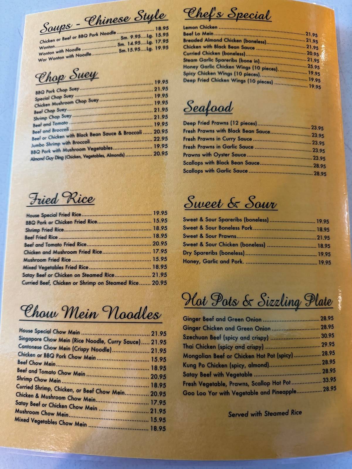 Menu at Northern Star Cafe, Smithers