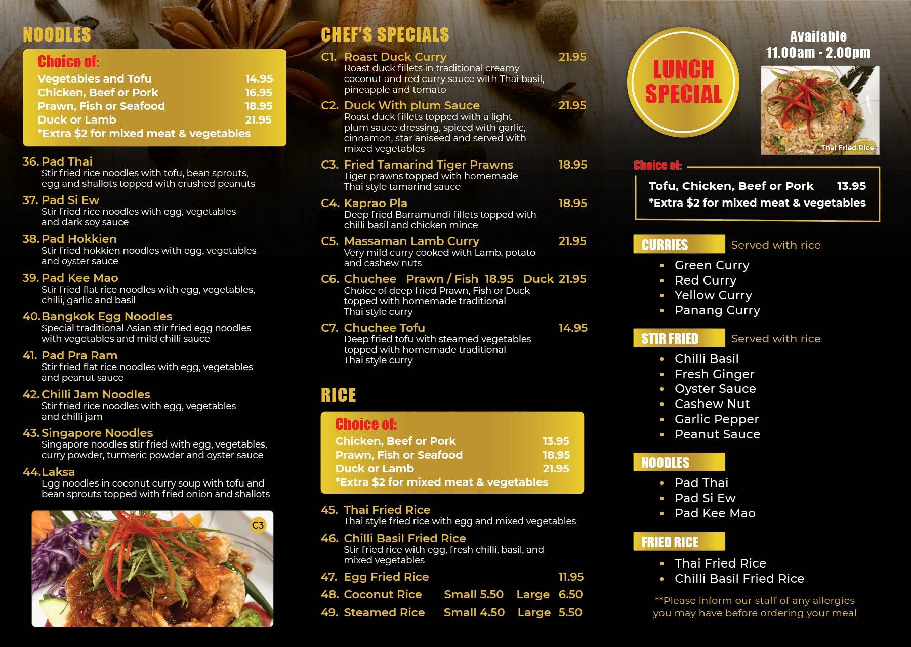 Menu at Northern Star Thai Restaurant, Atherton