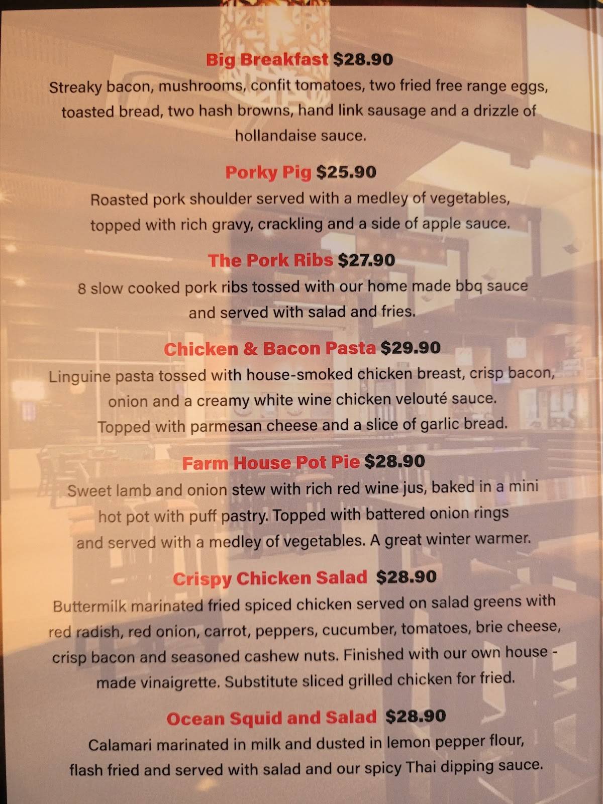 Menu at Northern Tavern pub & bar, Invercargill