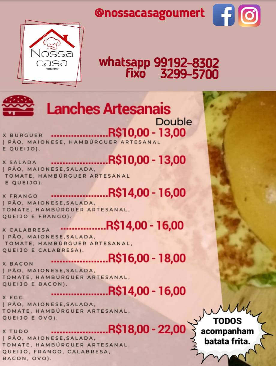 Menu em Nossa casa restaurante, Santos