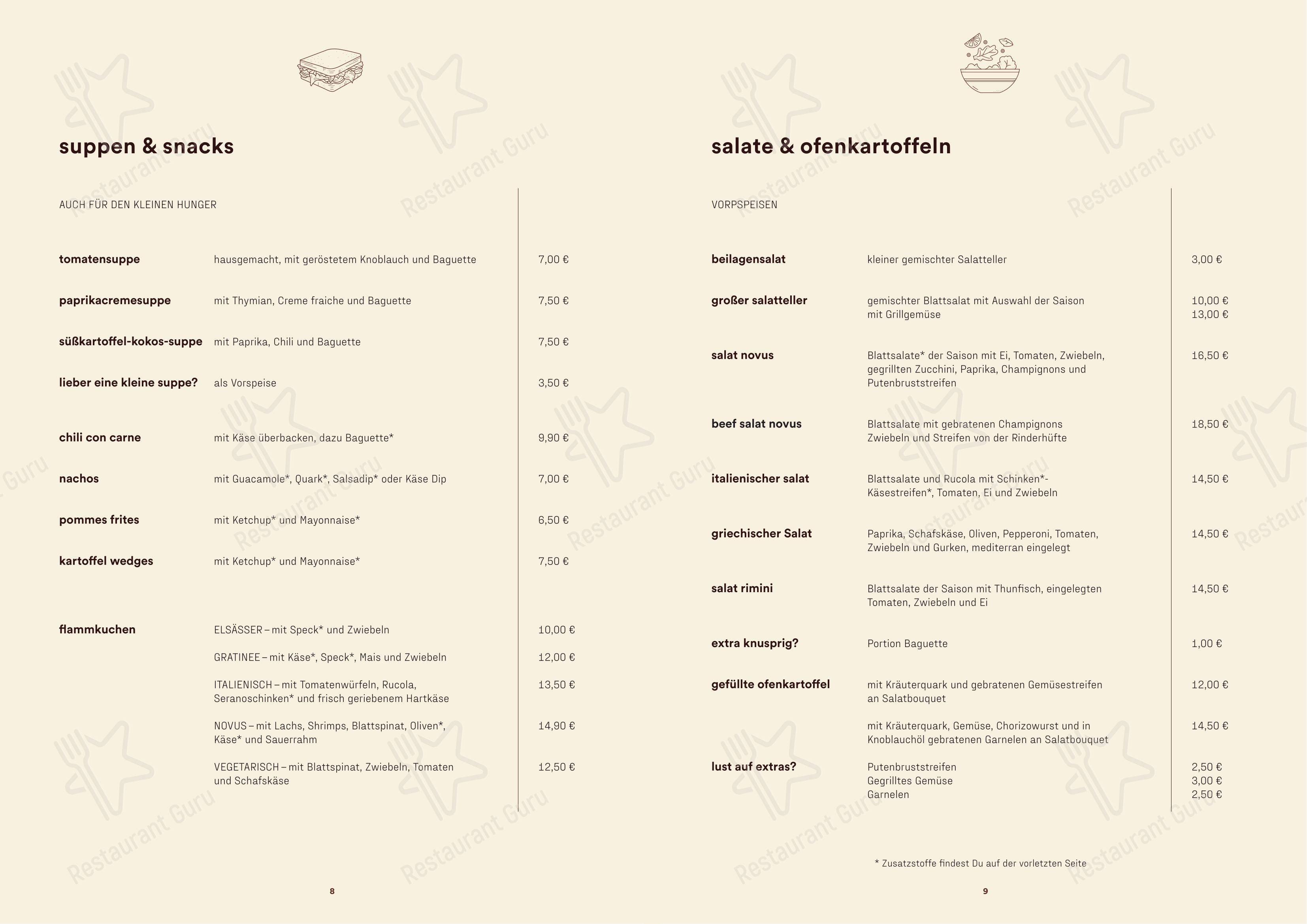 Speisekarte von Novus - Restaurant & Cafe - Mannheim, Mannheim