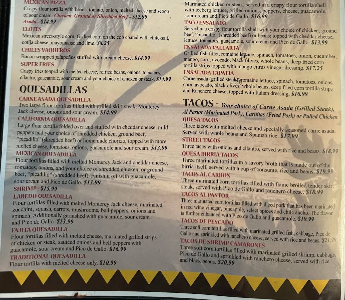 Menu at Nuevo Vallarta Authentic Mexican Food and Bar, Minden