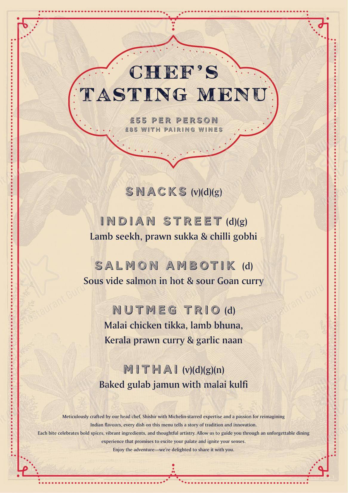 Menu at Nutmeg Indian street kitchen restaurant, Bristol