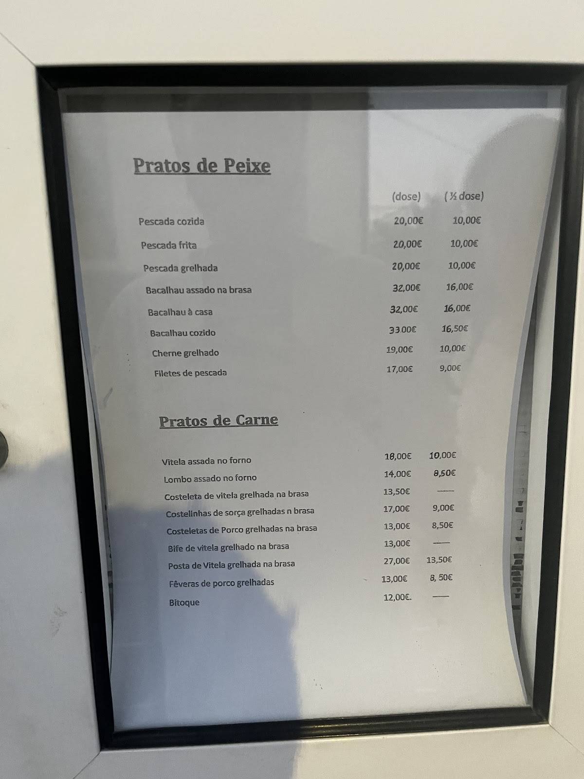 Menu em O Manco restaurante, Chaves