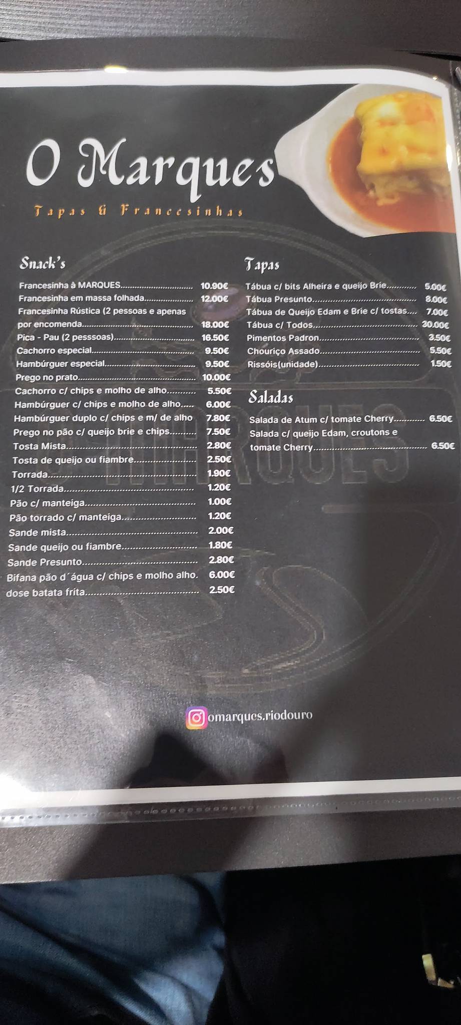 Menu em O Marques Tapas & Francesinhas restaurante, Crestuma