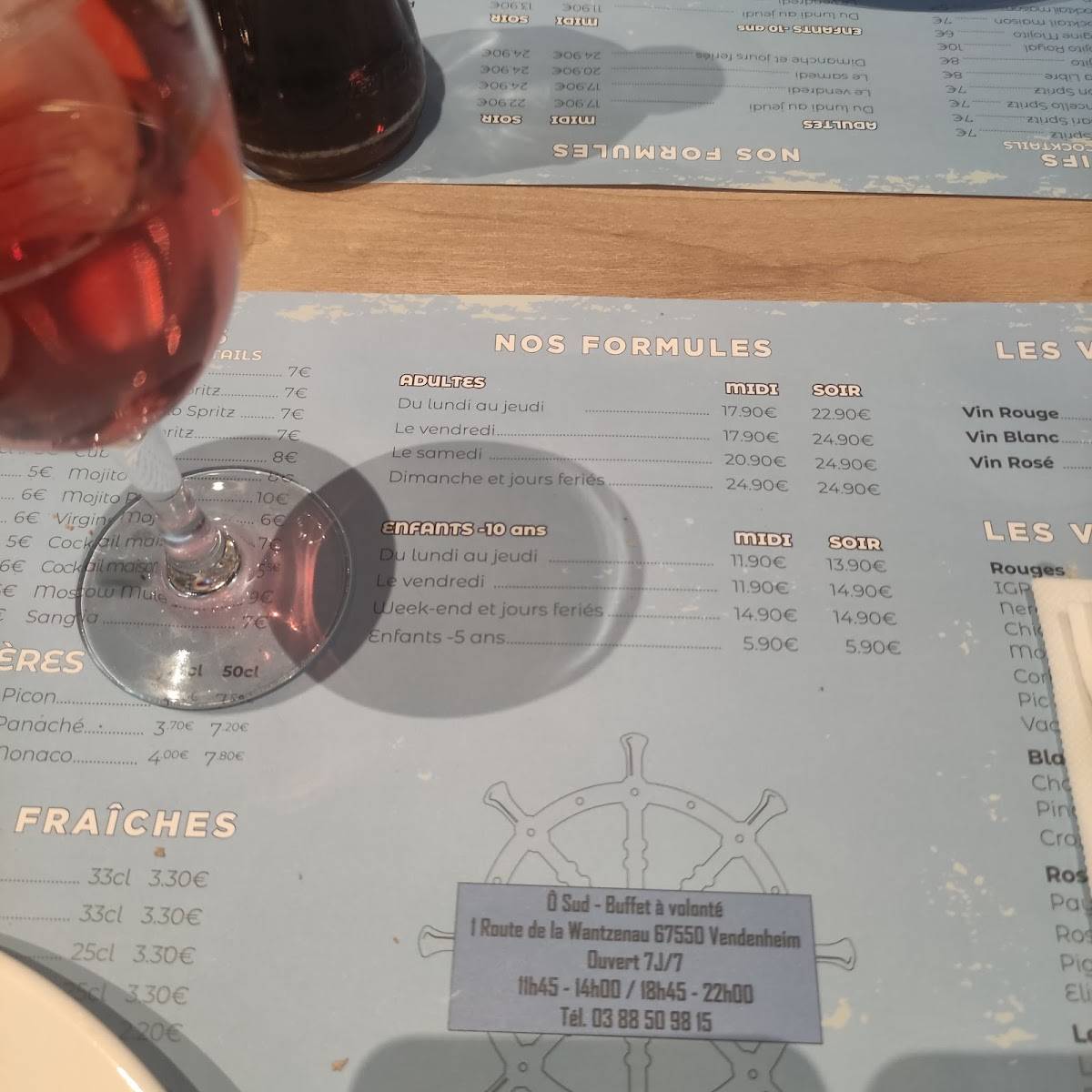 Menu au Ô SUD restaurant, Vendenheim, 5 Rue du Commerce