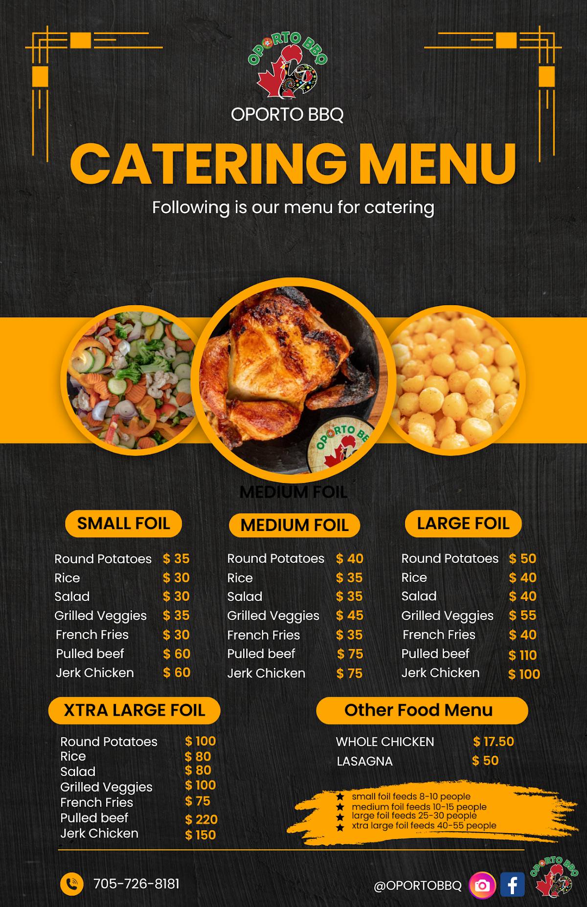 Menu at OPORTO BBQ, Barrie