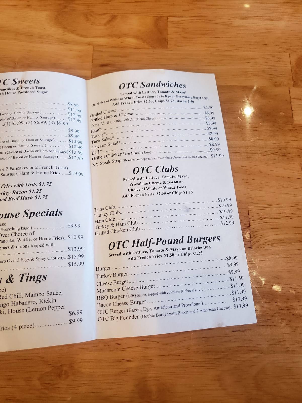 Menu at OTC Bar & Grille, Gaithersburg