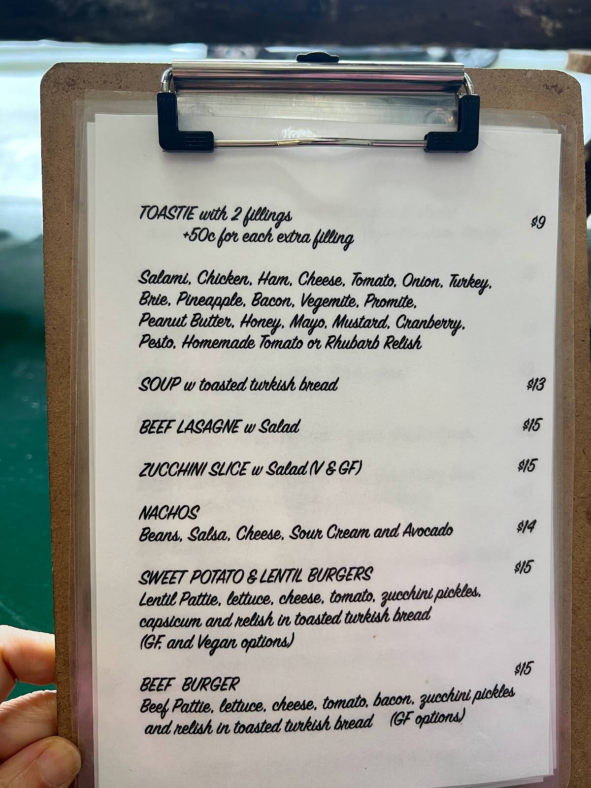 Menu at Oak Tree Cafe, Launceston