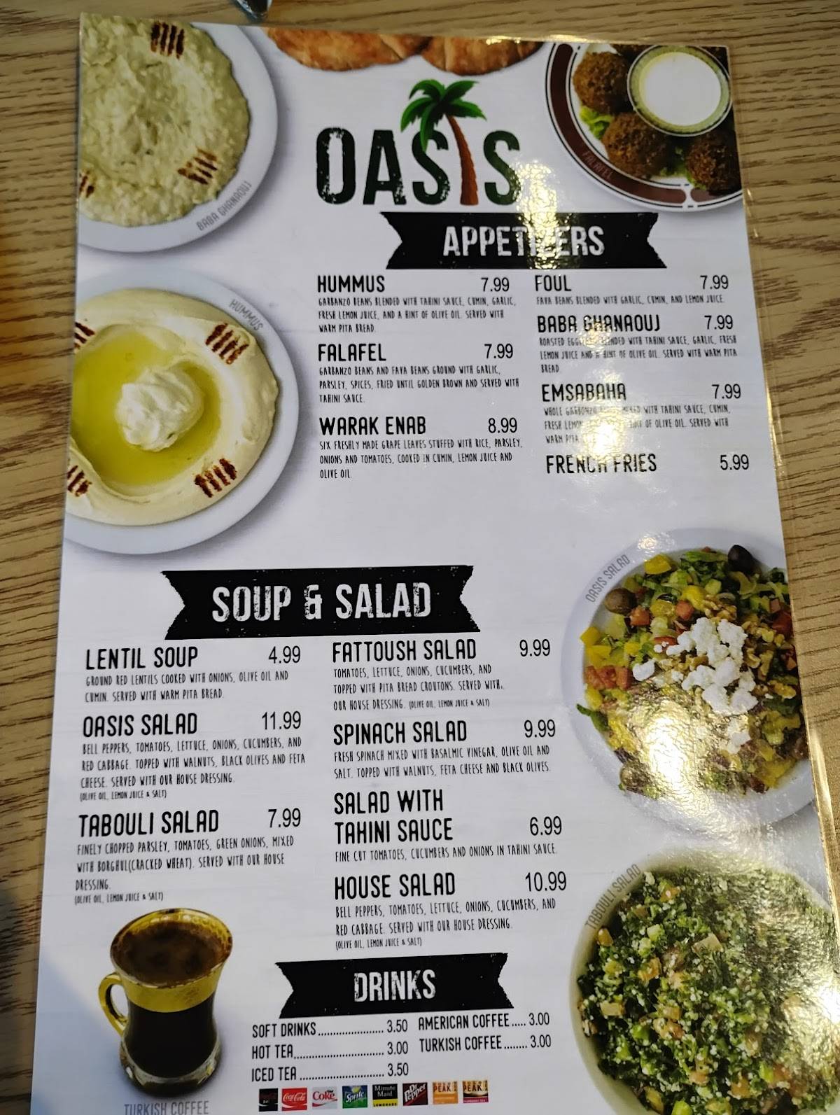 Menu at Oasis Mediterranean restaurant, Gallup, W Maloney Ave