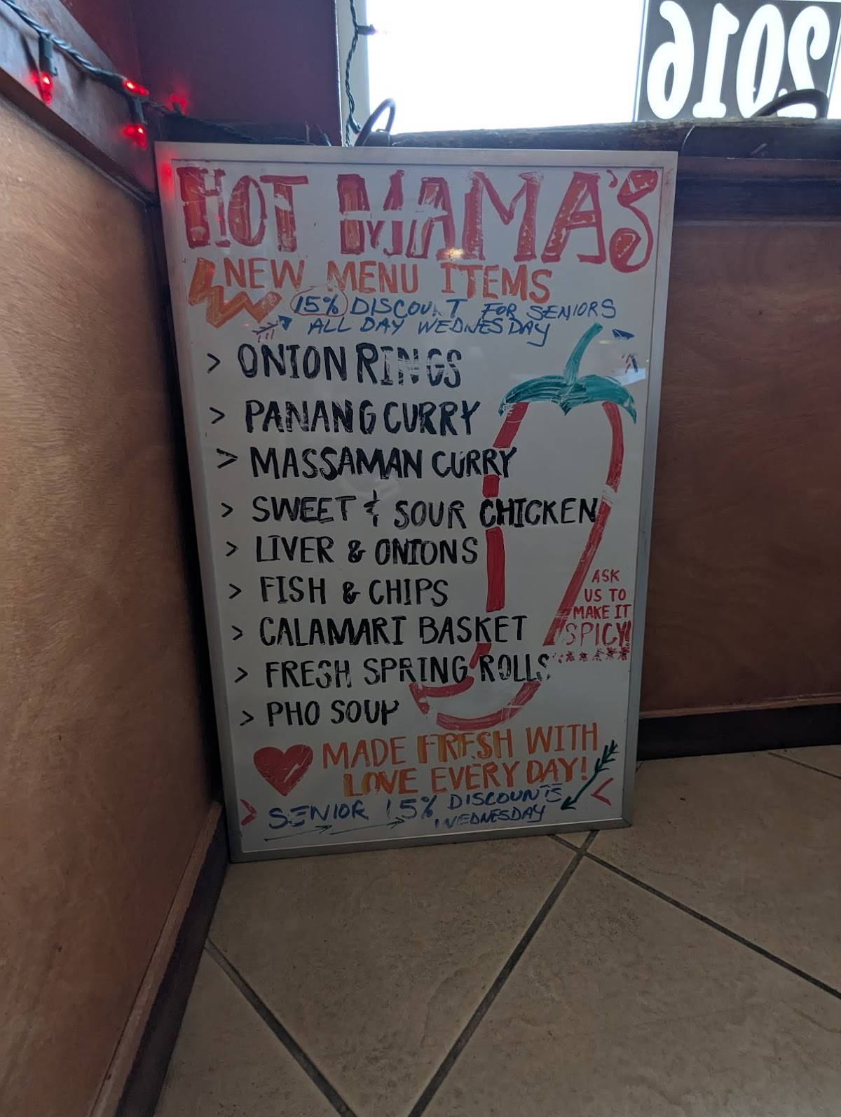 Menu at Hot Mama's Kitchen restaurant, Ocean Shores