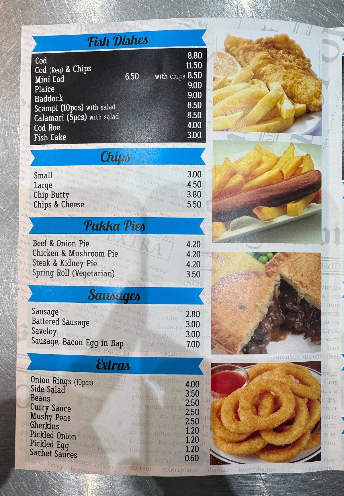Menu at Ocean's Fish And Chips fast food, Tring