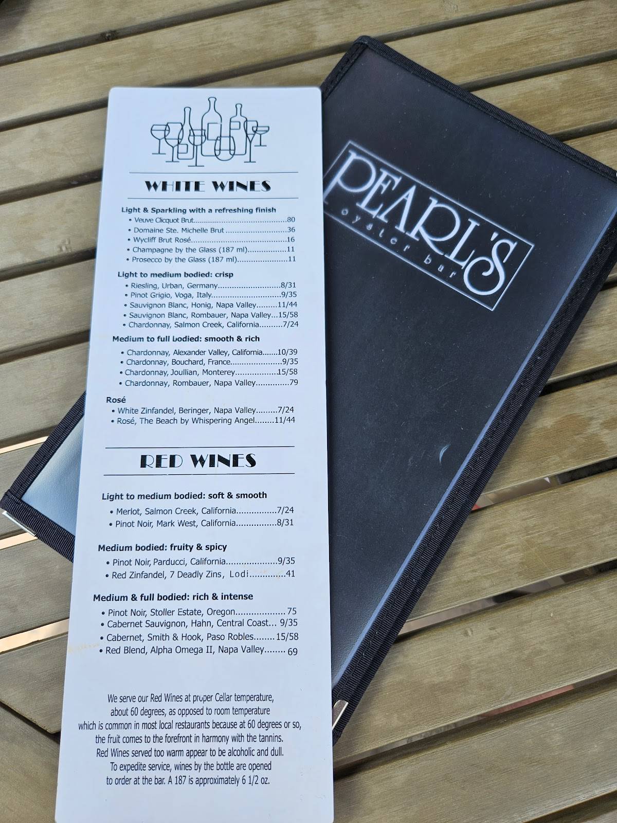 Menu at Pearl's Oyster Bar, Oklahoma City, N Classen Blvd
