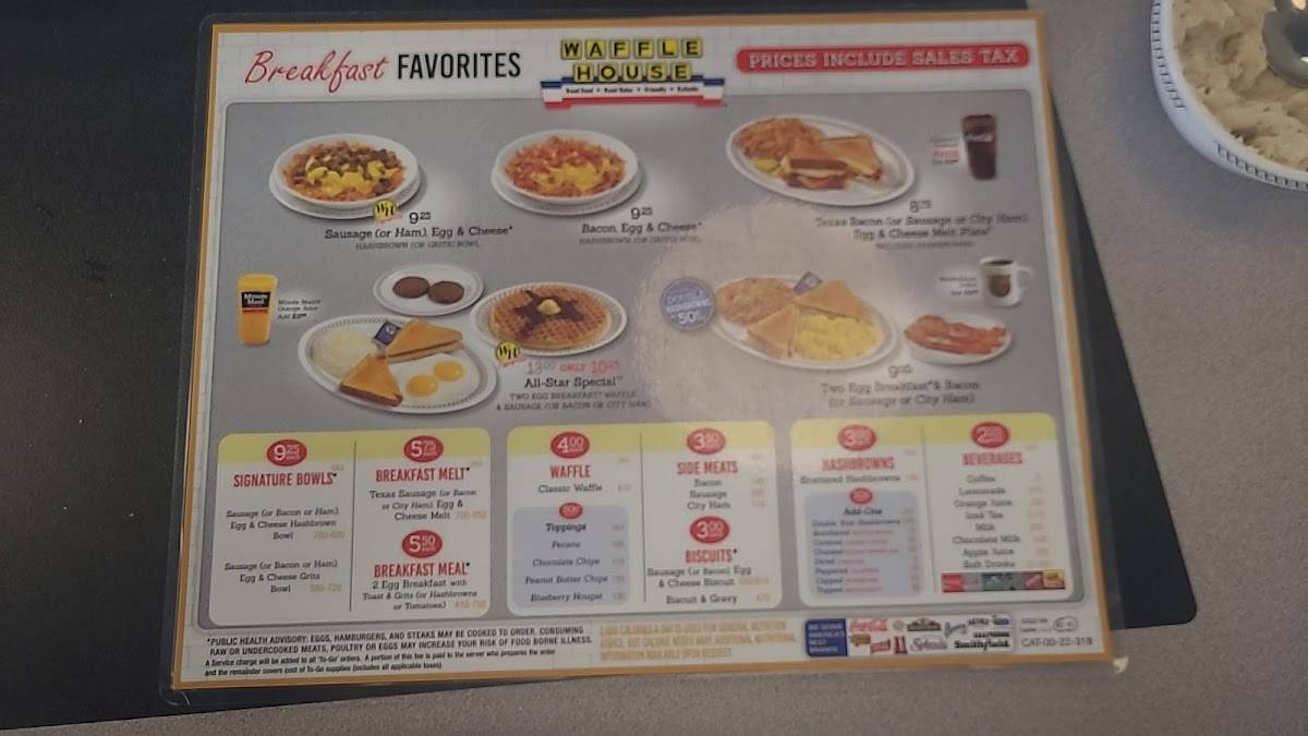 Menu at Waffle House restaurant, Yukon, Westmark Dr