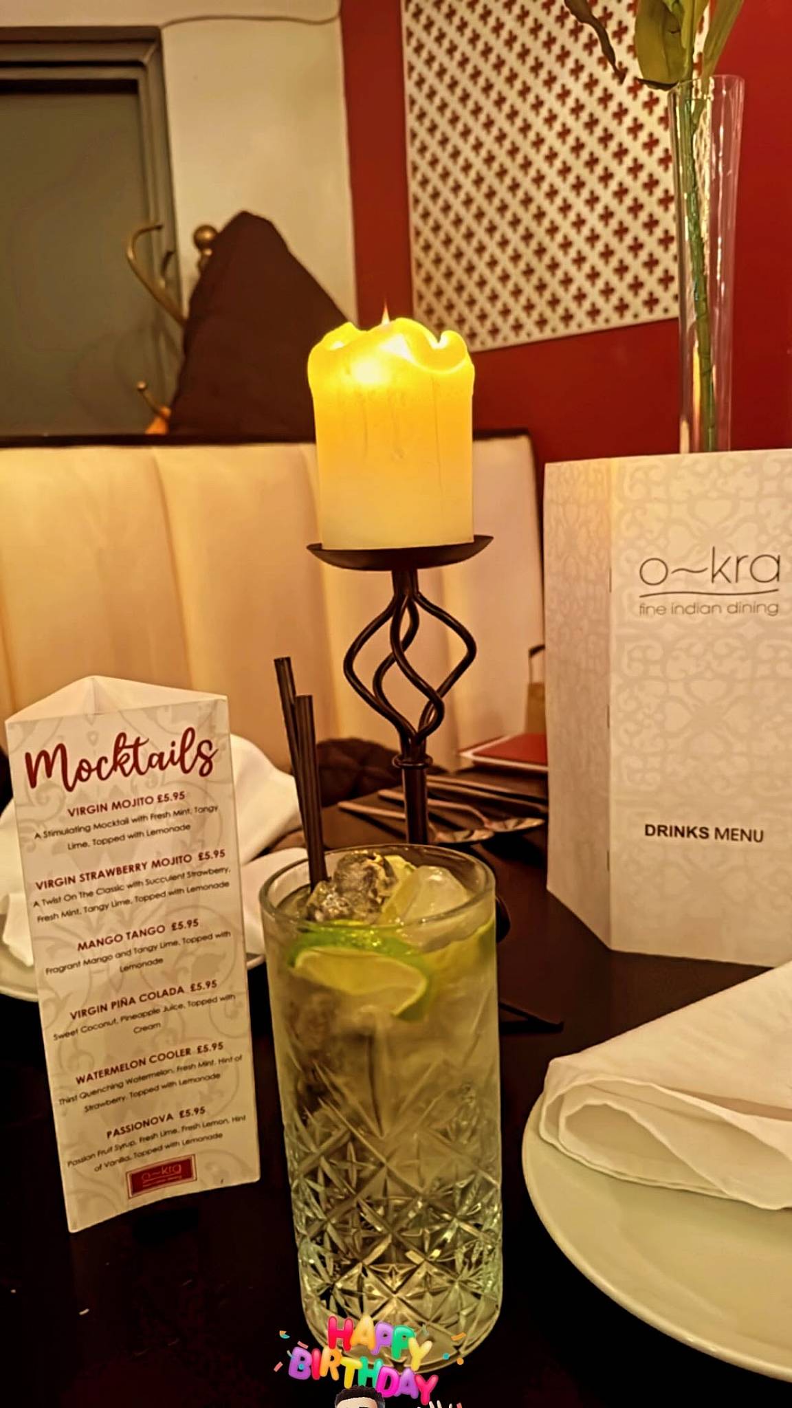 Menu at Okra Indian Restaurant, Derby, 5 Friar Gate