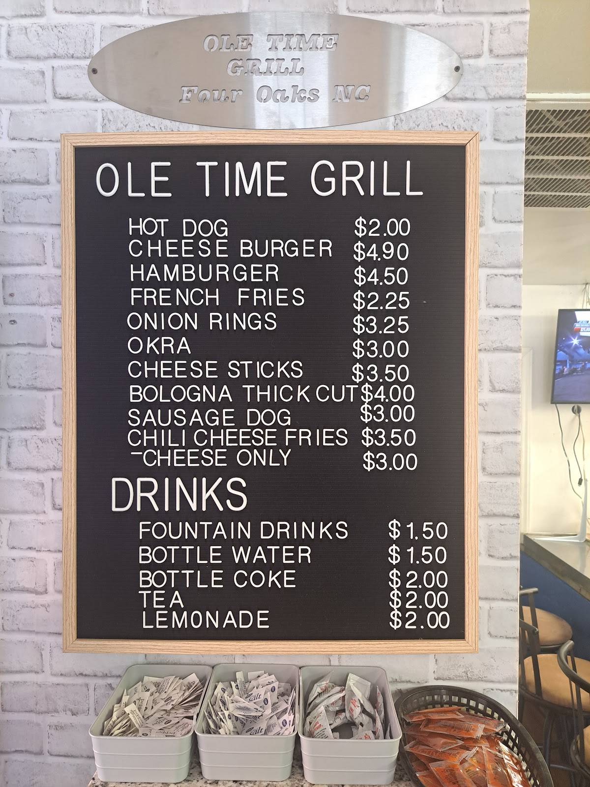 Menu at Ole Time Grill restaurant, Four Oaks