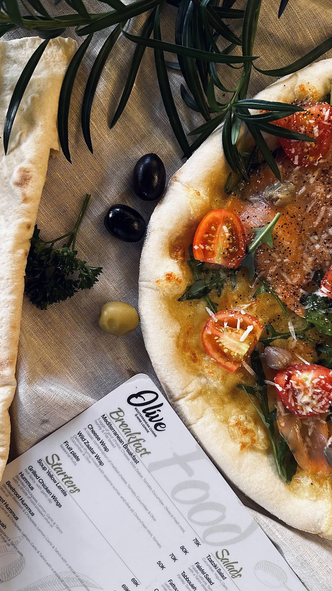 Menu at Olive Mediterranean Cuisine restaurant, Ubud