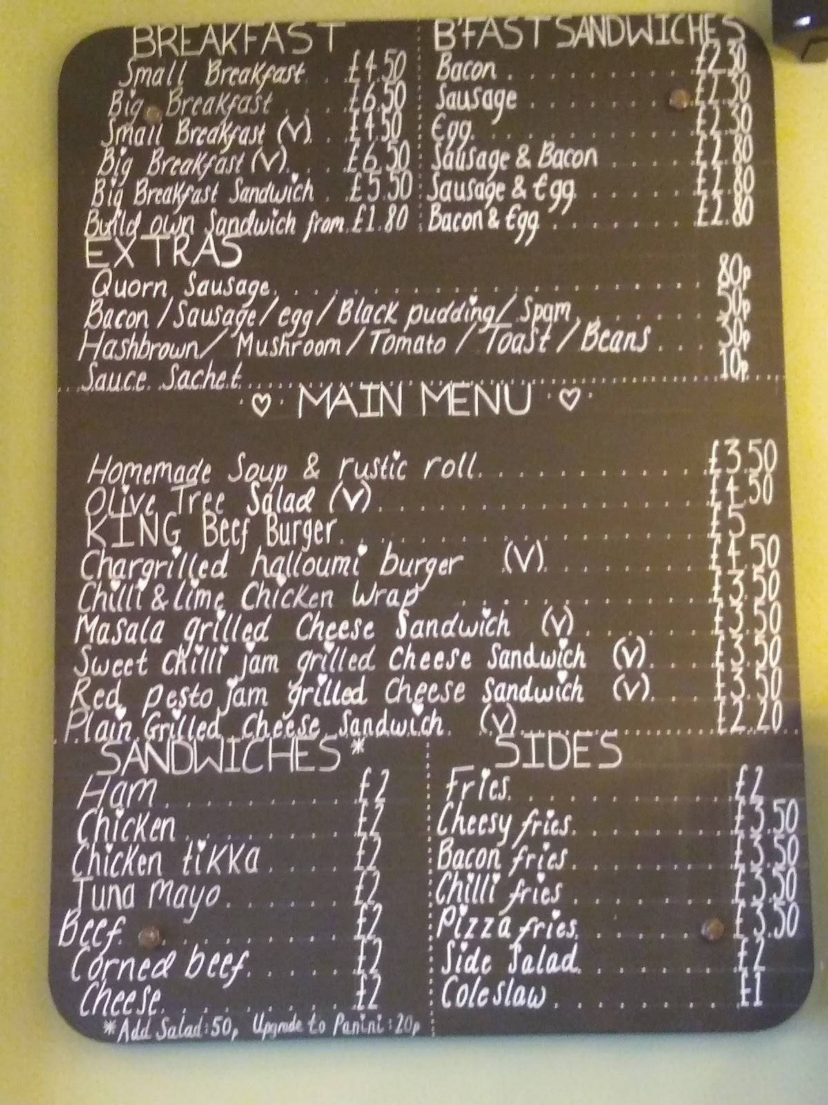 Menu at Olive Tree Cafe, Oldham