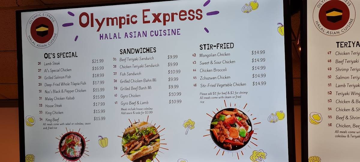 Menu at Olympic Express restaurant, Seattle