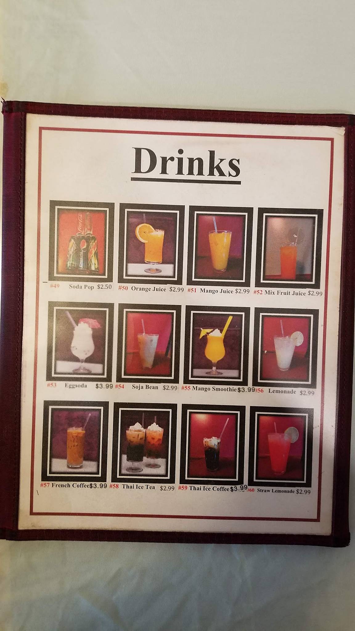 Menu at Olympic Express restaurant, Seattle