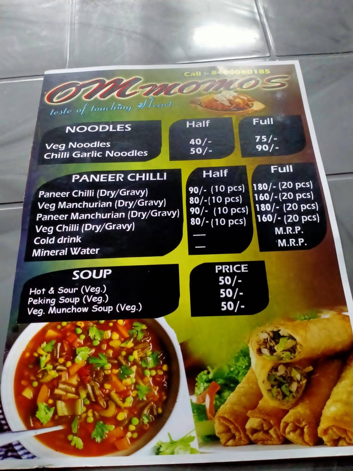 Menu at Om Momos, Unnao