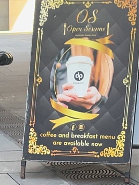 Menu at Open Sesame Sydney restaurant, Sydney