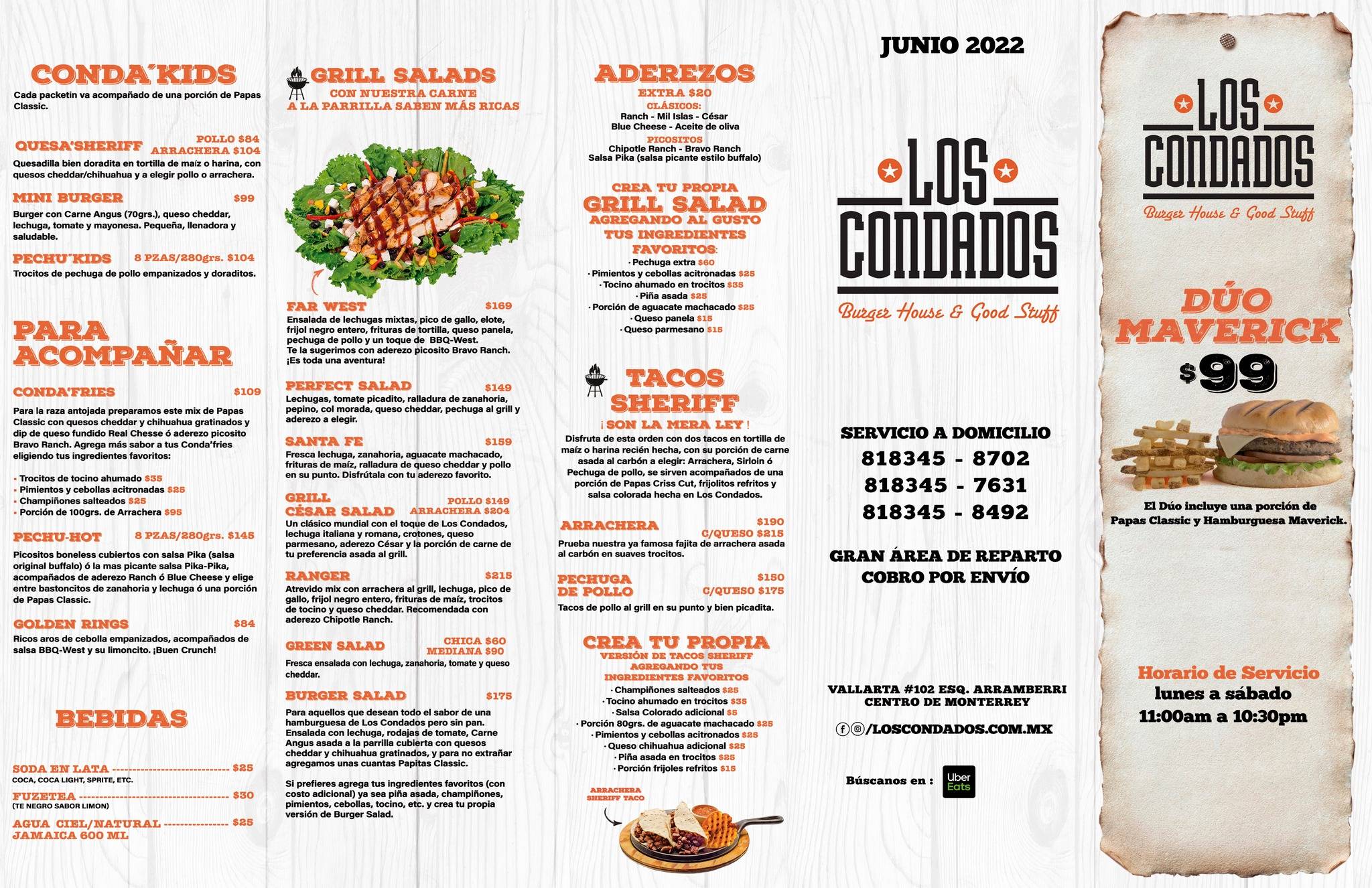 Carta del restaurante Operadora Los Condados, Monterrey, Ignacio L ...