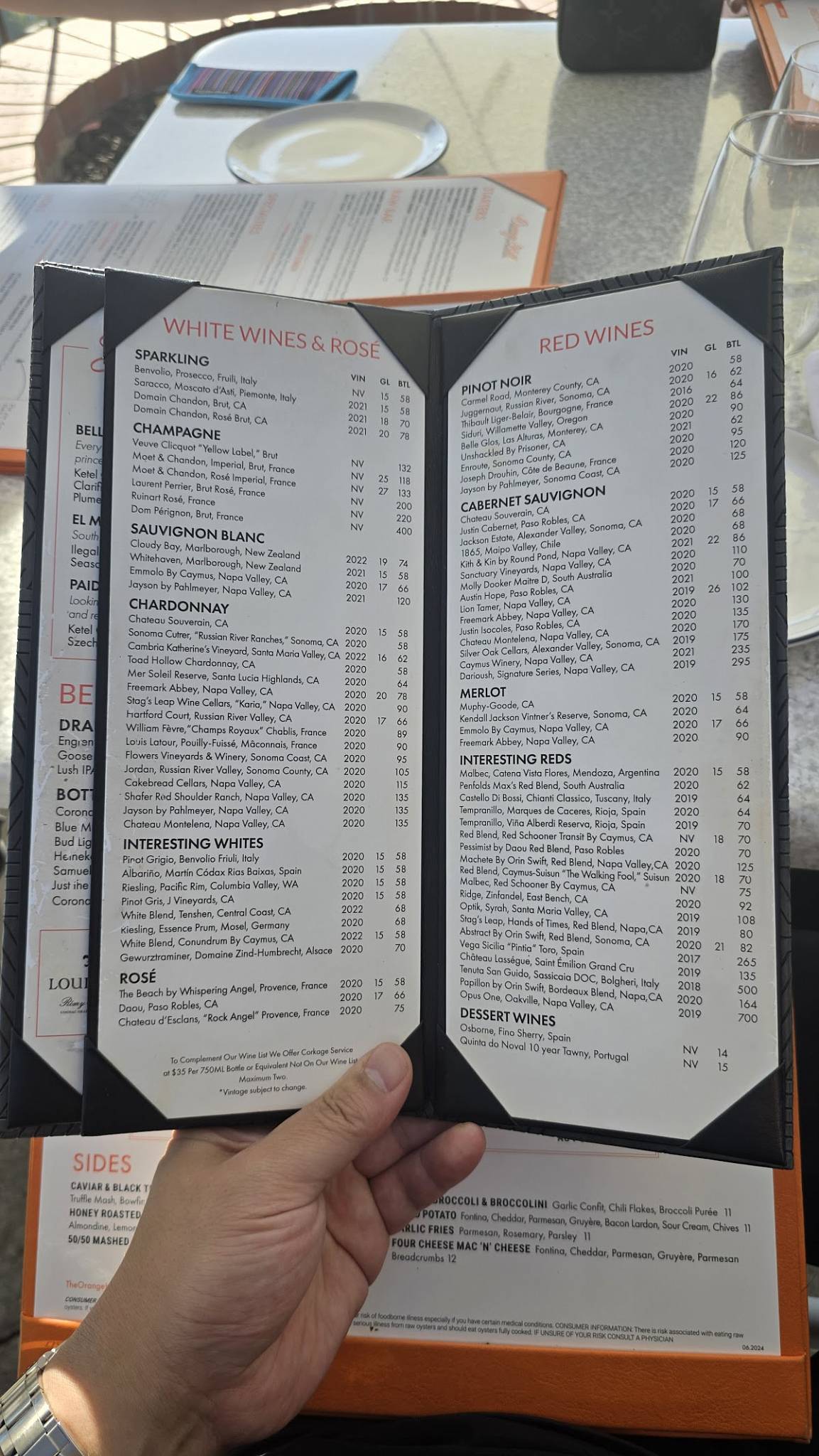 Menu at Orange Hill restaurant, Orange