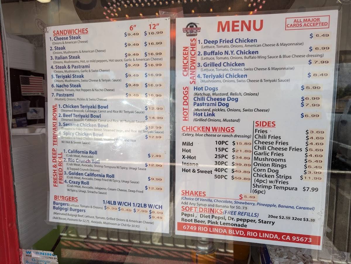 Menu at Original Granite restaurant, Rio Linda
