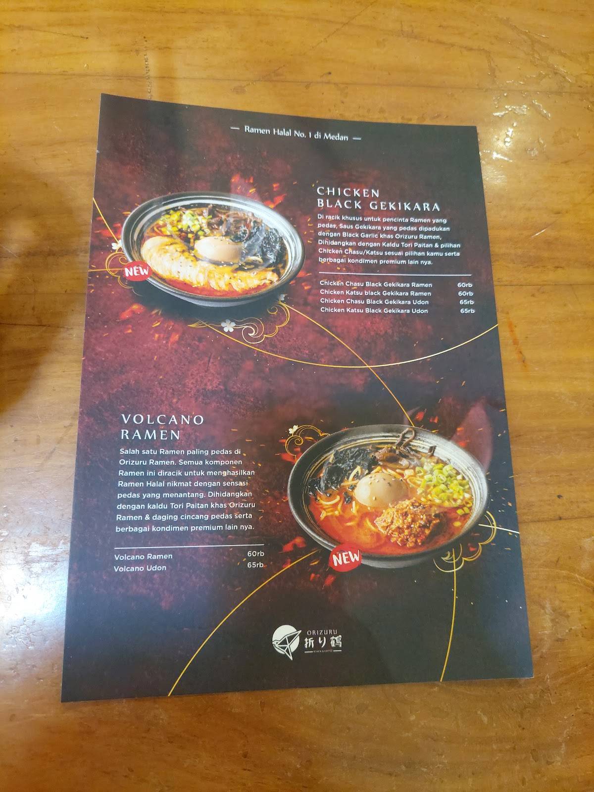 Carta del restaurante Orizuru Ramen Cemara Asri, Medan Estate