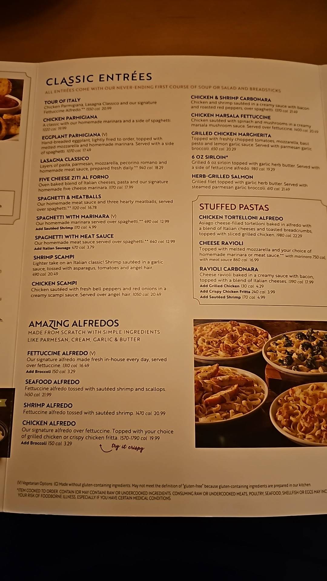 Menu at Olive Garden Italian Restaurant, Oro Valley, N Oracle Rd