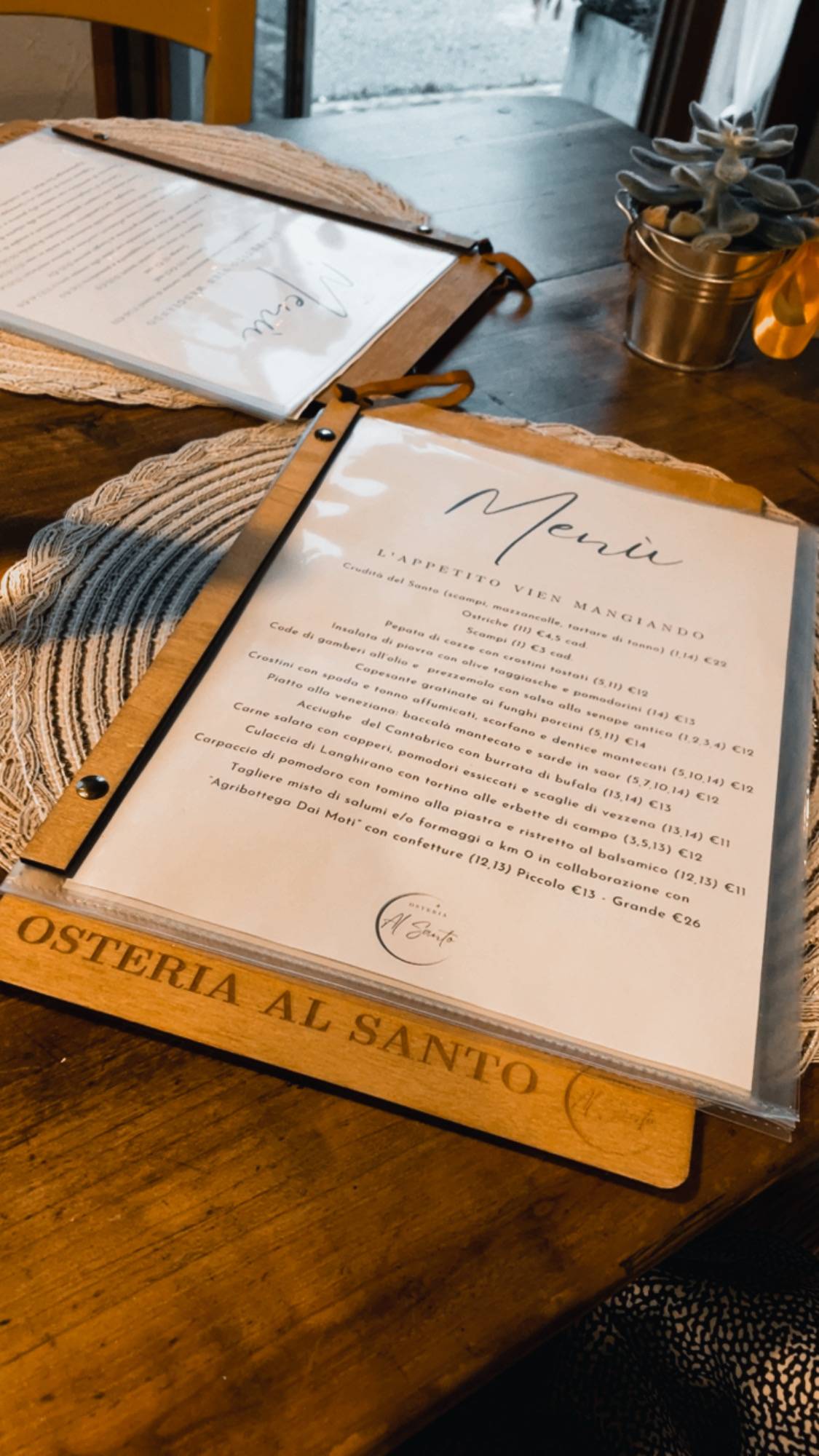 Menu da Osteria al Santo ristorante, San Martino di Lupari
