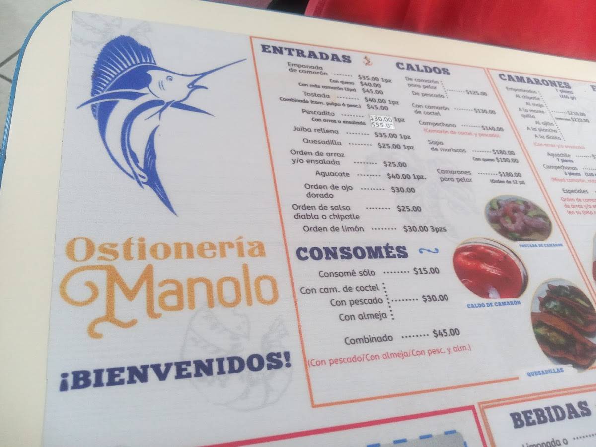 Carta Del Restaurante Ostionería Manolo Ciudad Del México