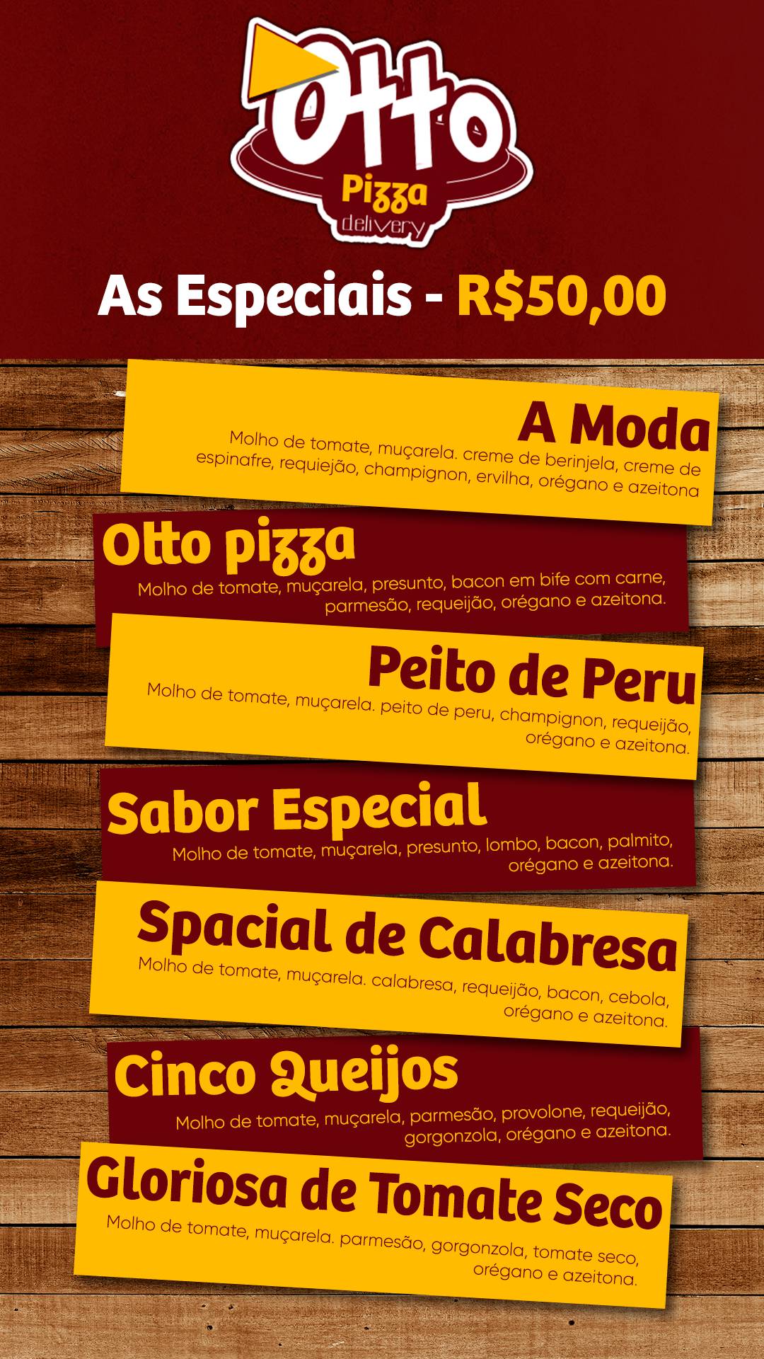 Menu at Otto Pizza Delivery restaurant, Araçatuba