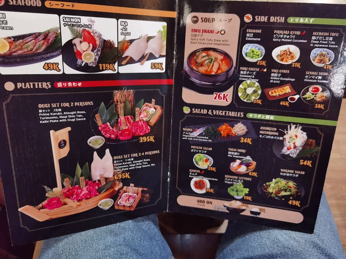 Menu at Ougi Japanese Restaurant, Surabaya