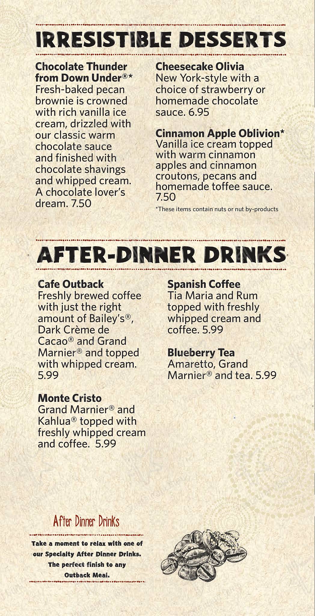 Menu at Outback Steakhouse, Edmonton, 137 Avenue