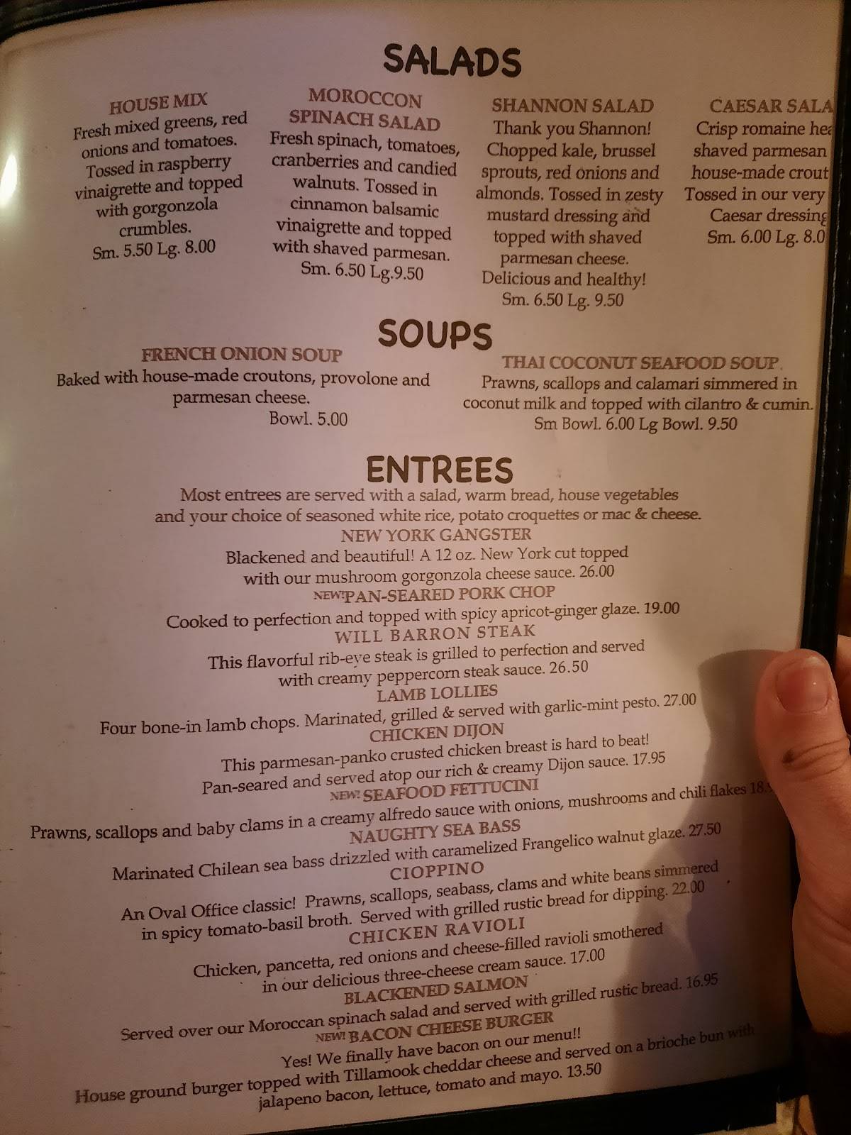 Menu at Oval Office pub & bar, Post Falls