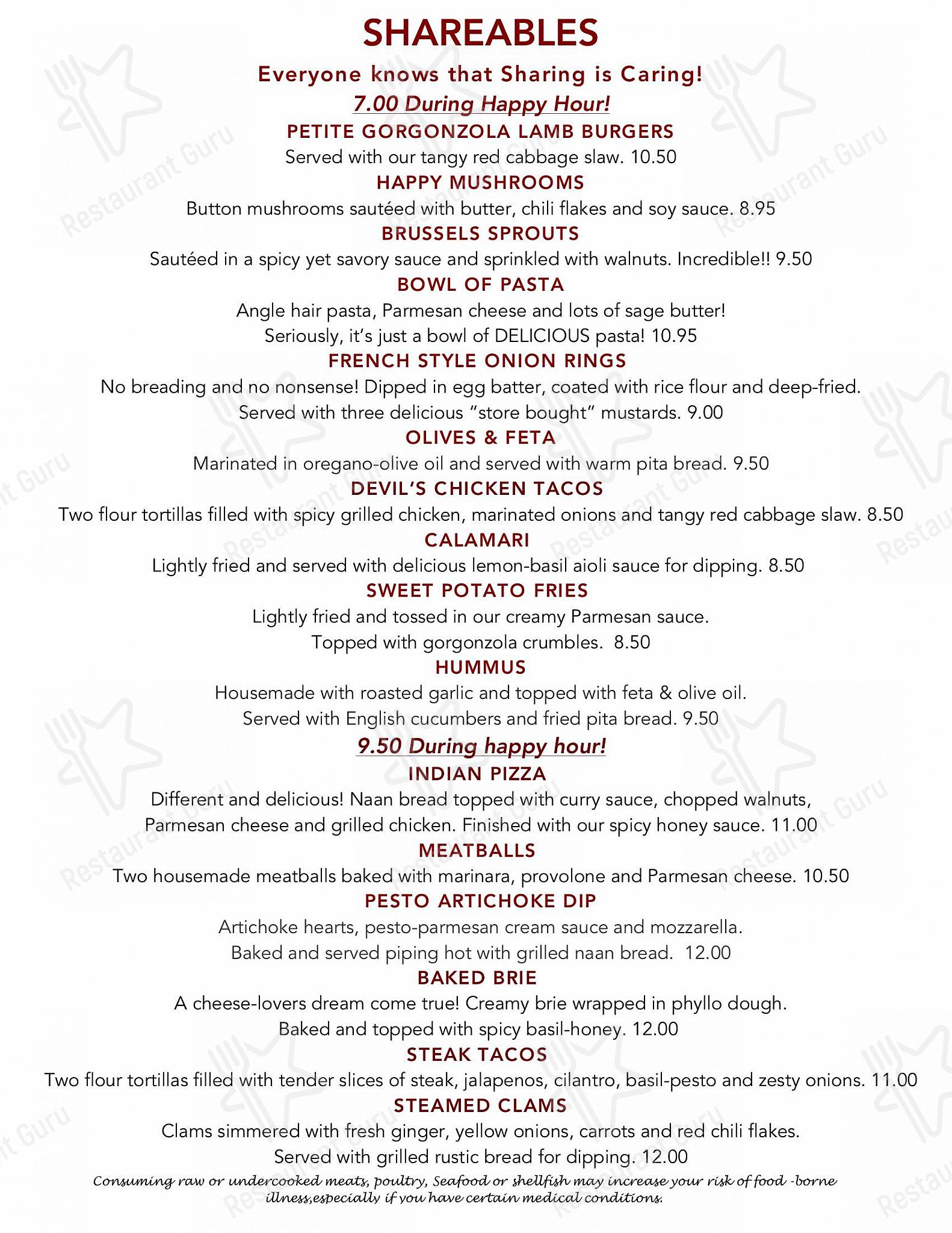 Menu at Oval Office pub & bar, Post Falls