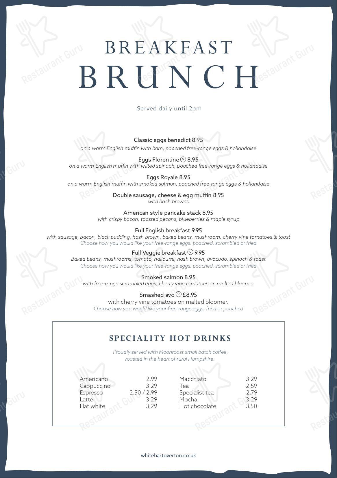 Menu at White Hart Overton Pub & Dining, Overton