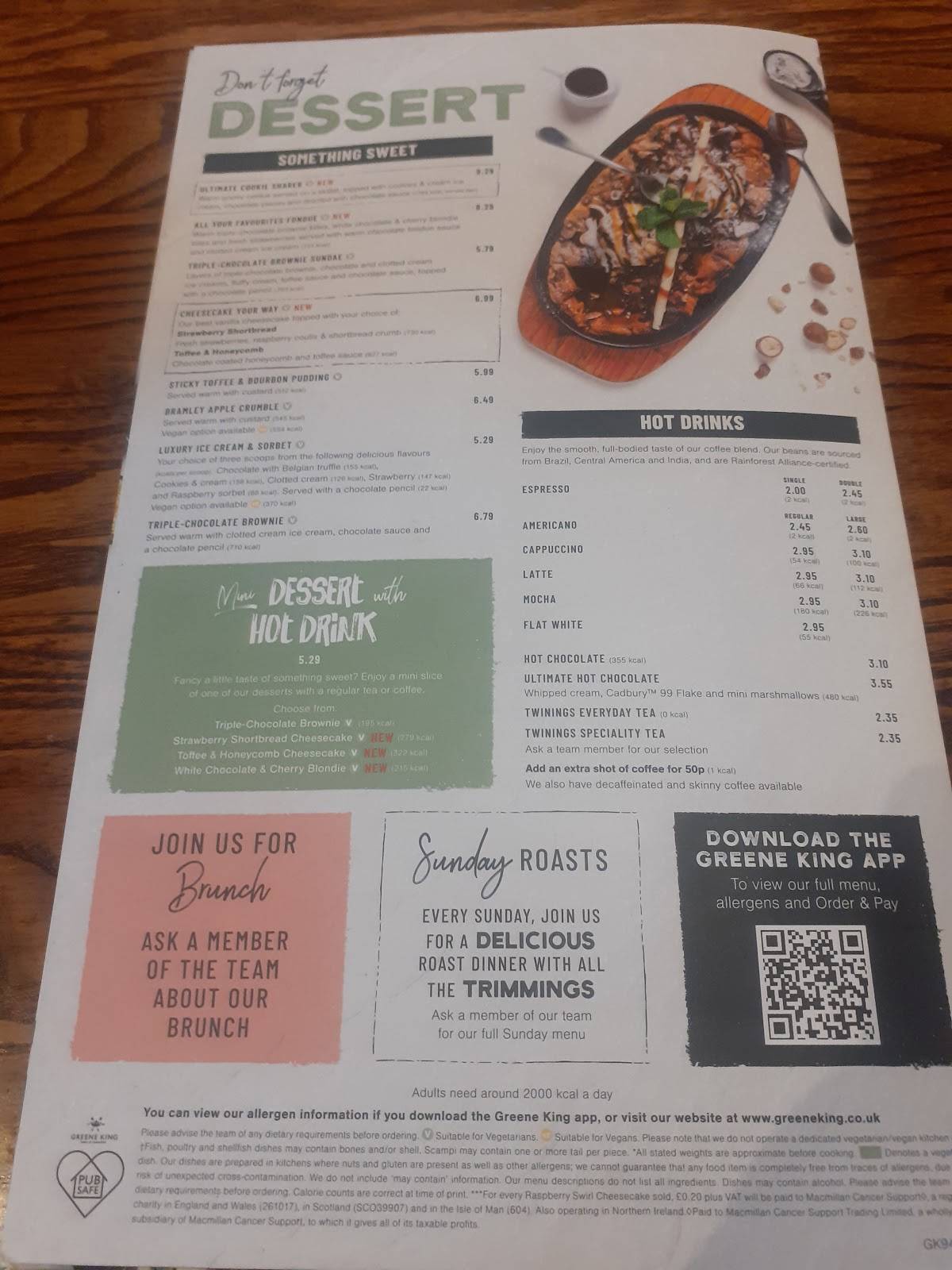 Menu at Oxon Priory pub & bar, Shrewsbury