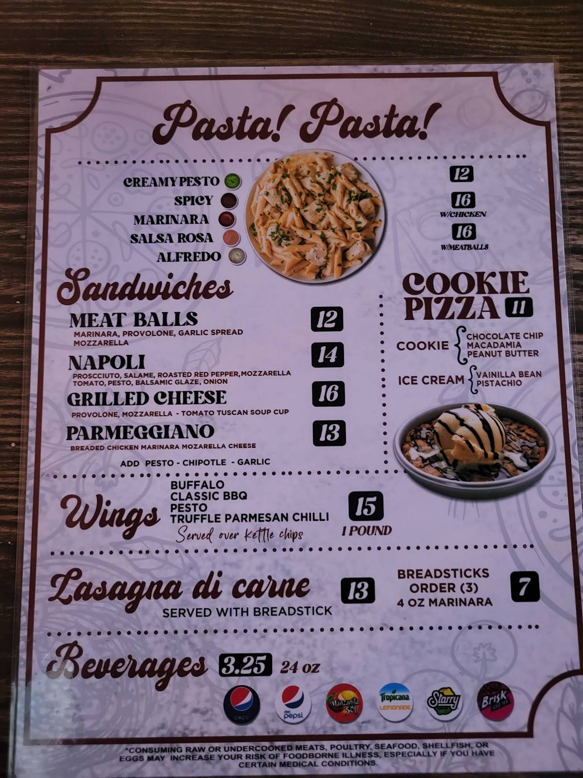 Menu at POMO'S Napolitano Oven pizzeria, Nogales