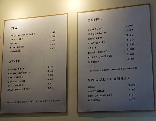 Menu at PROJECT68 restaurant, London