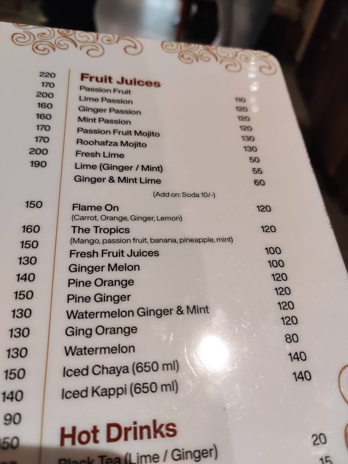 Menu at Palaaram Kakkanad, Kochi, Seethys Tower